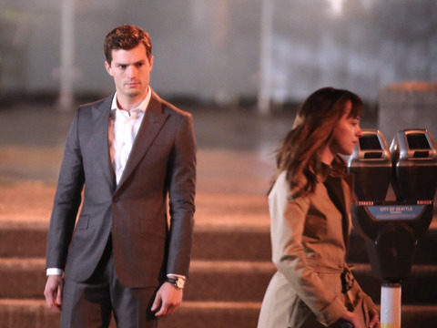 Pics from the ‘Fifty Shades of Grey’ Set: Anastasia Kisses Christian ...
